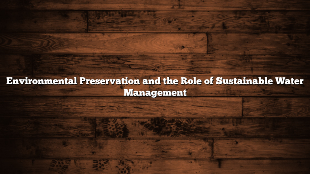 Environmental Preservation and the Role of Sustainable Water Management ...
